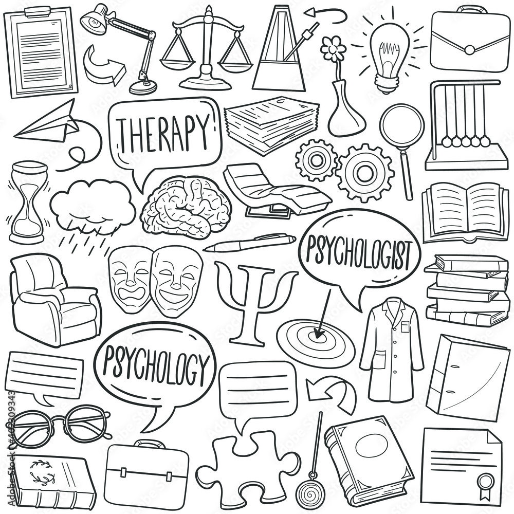 Psychology doodle icon set. Theraphy Vector illustration collection ...