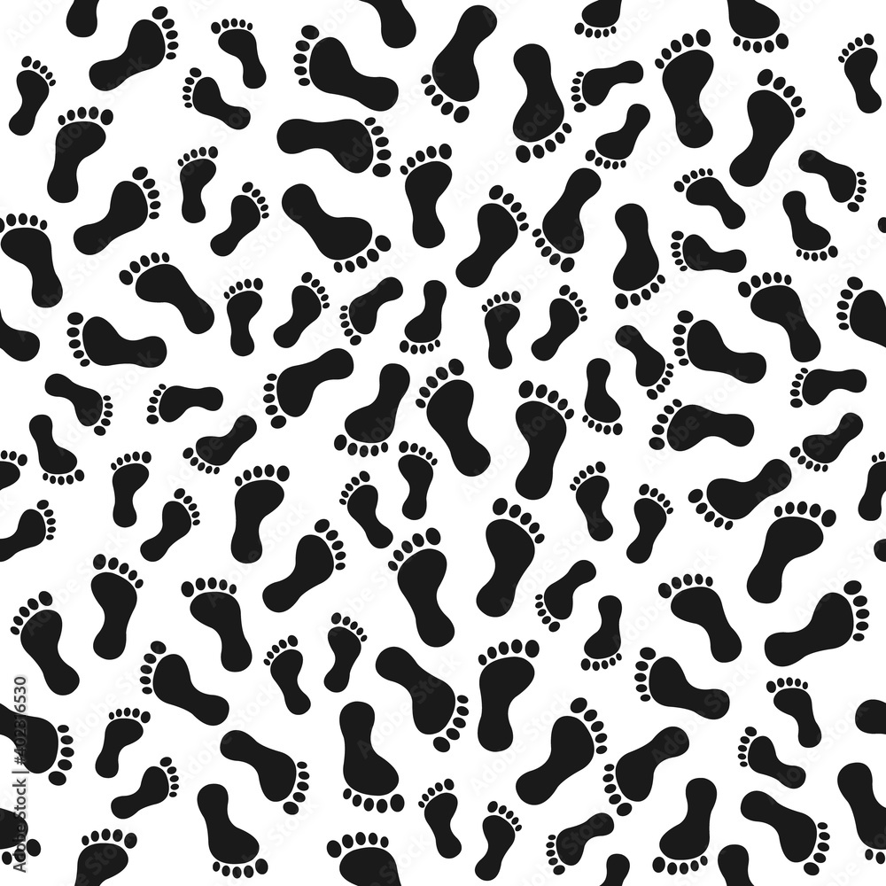 Seamless pattern with human footprints. Black people feet symbol vector ...