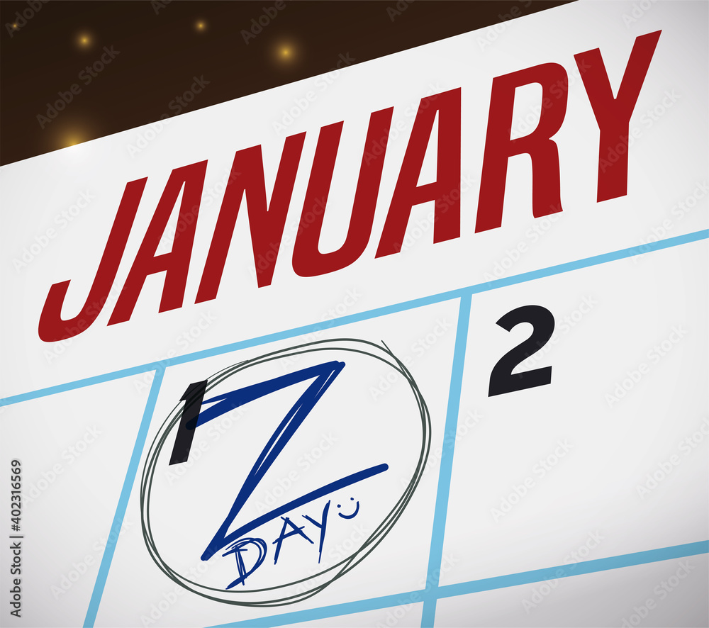 Calendar Reminding at you to Celebrate Z Day on January, Vector ...