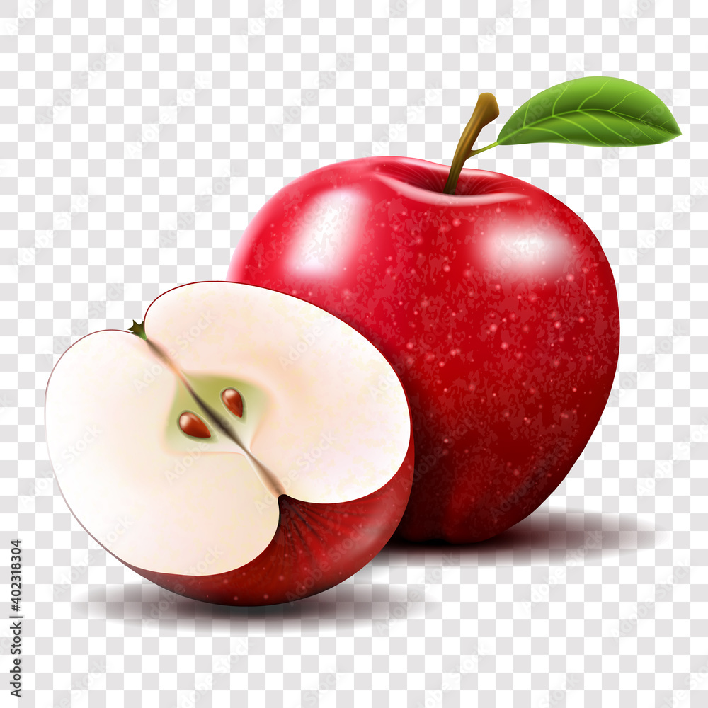 Red apple and half of apple isolated. fruits vector illustration ...