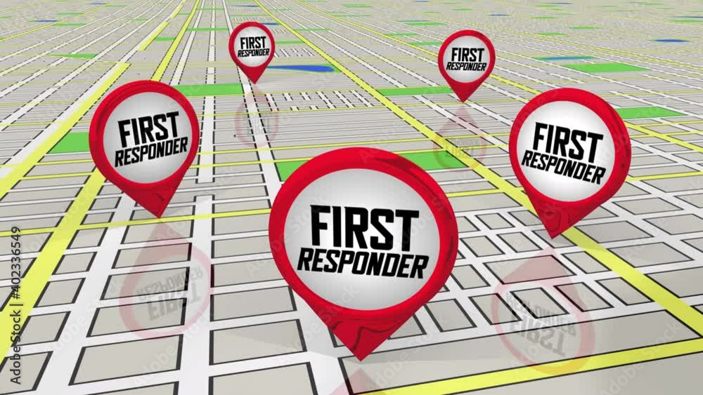 Vídeo do Stock: First Responders Map Pins Locations Emergency Sites ...