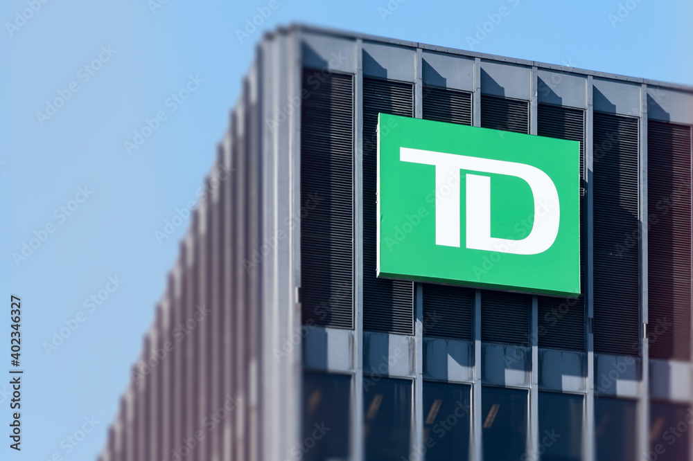 TD bank logo in building, Toronto, Canada Stock Photo | Adobe Stock