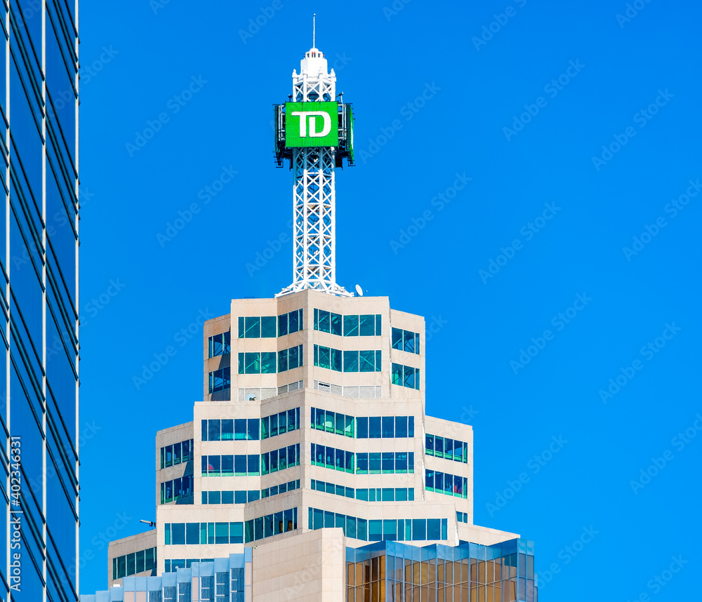 TD bank logo in building, Toronto, Canada Stock Photo | Adobe Stock