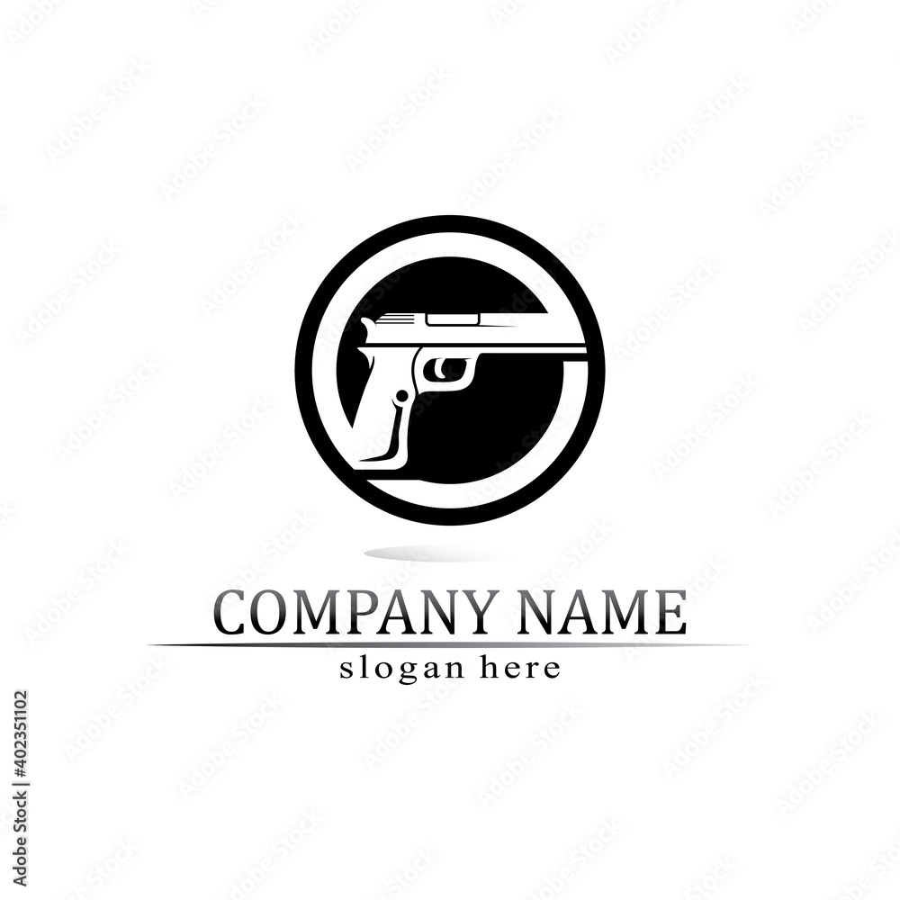 Gun logo and Army soldier sniper shot vector Design Illustration ...