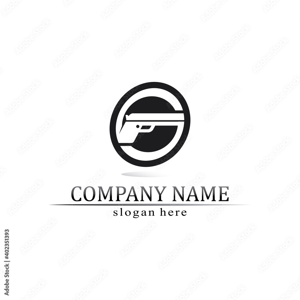 Gun logo and Army soldier sniper shot vector Design Illustration ...