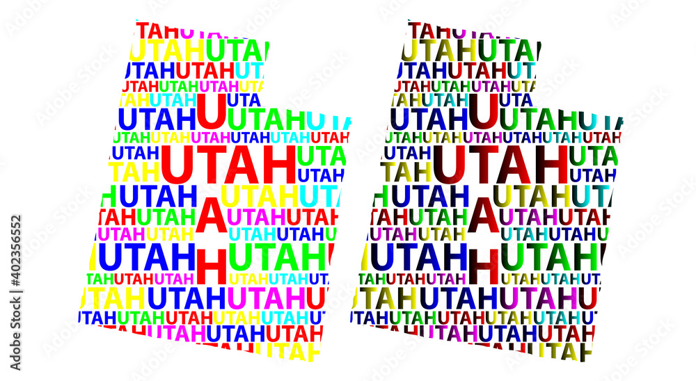 Sketch Utah (United States of America) letter text map, Utah map - in ...