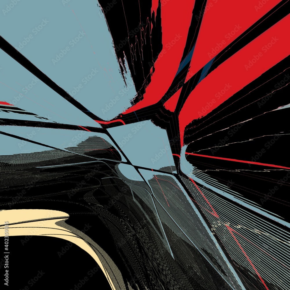 exploded surface view of art-deco retro colours grid patterns of grey ...