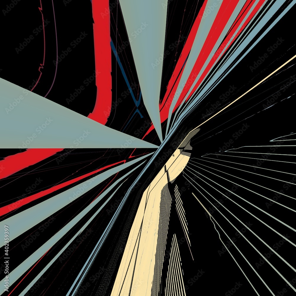 exploded surface view of art-deco retro colours grid patterns of grey ...