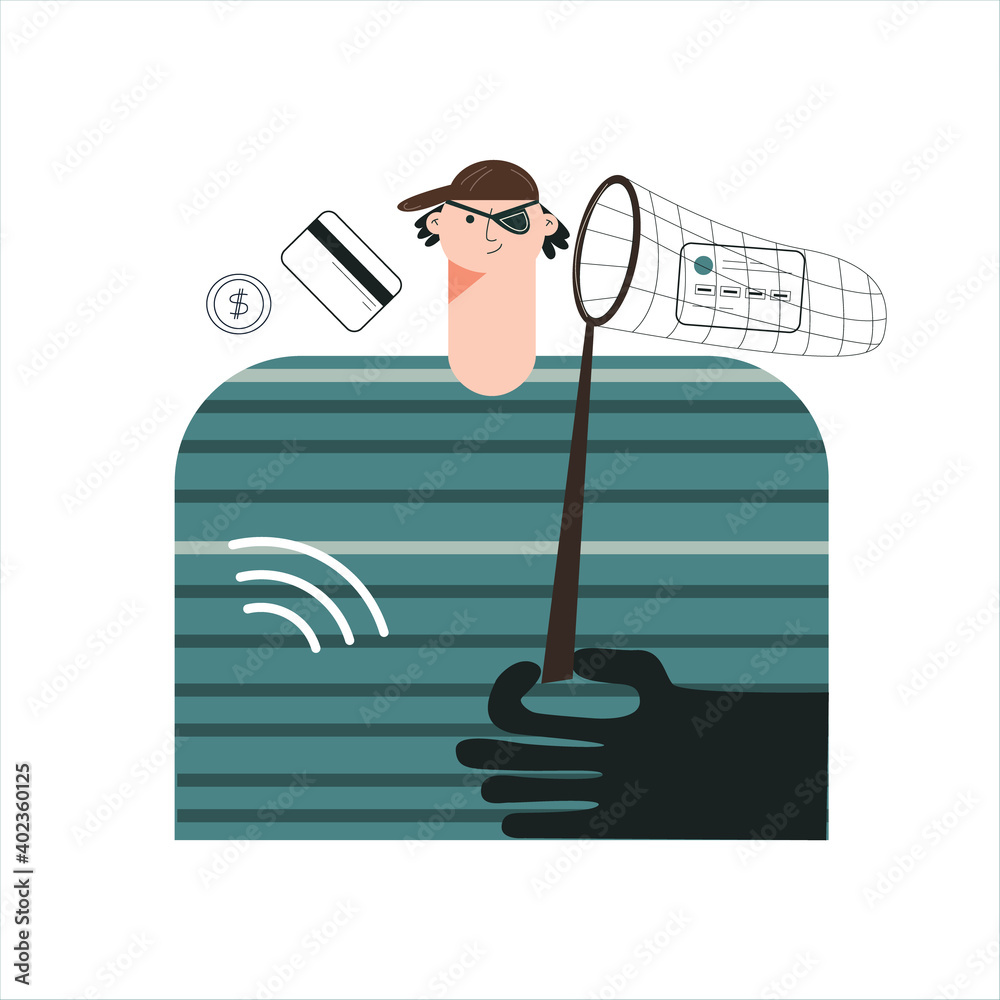 Online fraud and phishing scam concept. Crime virtual social media ...