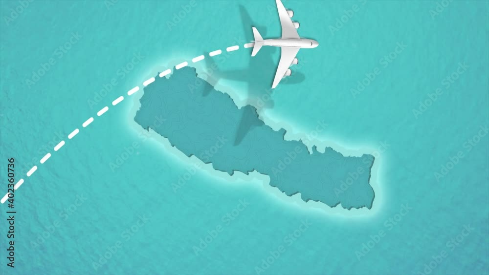 Travel Discover Visit Nepal Airplane Flying over Nepal Map 4K Motion ...