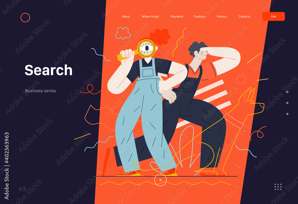 Business topics -search, web template, header. Flat style modern ...