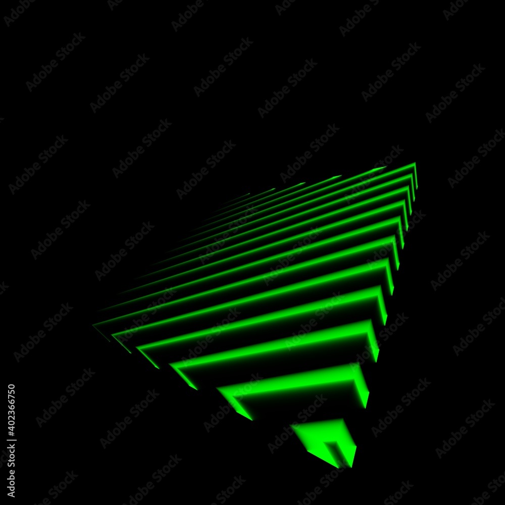 3D colour gradient emerald green thin diagonal lines on jet black ...