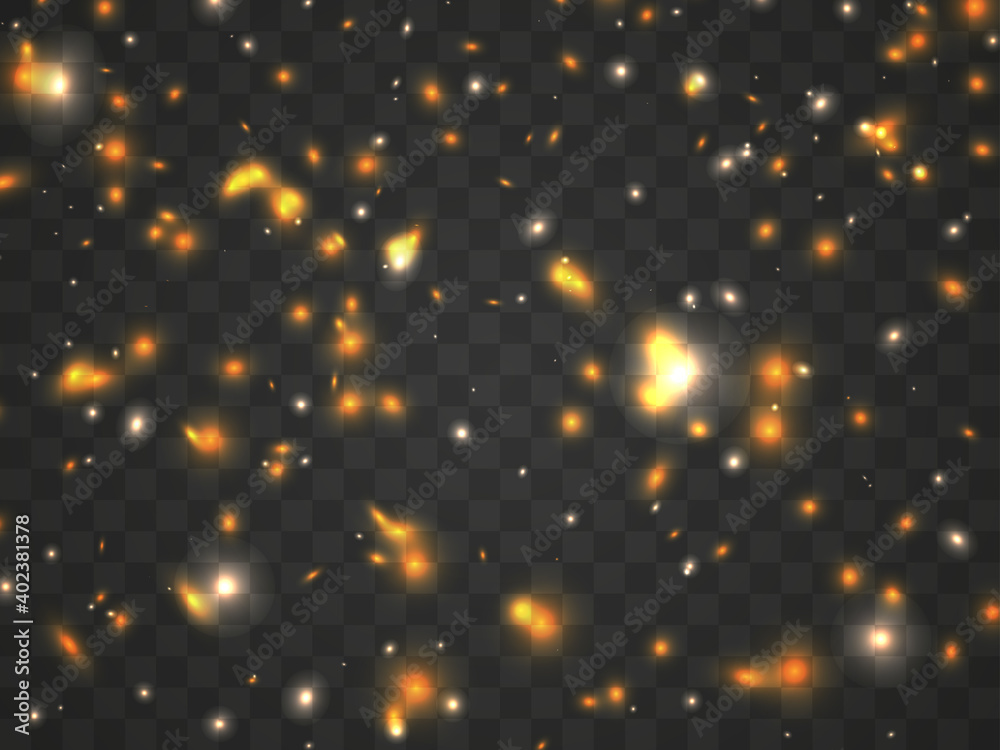 Glowing light on a transparent background. Glowing particles, magic ...