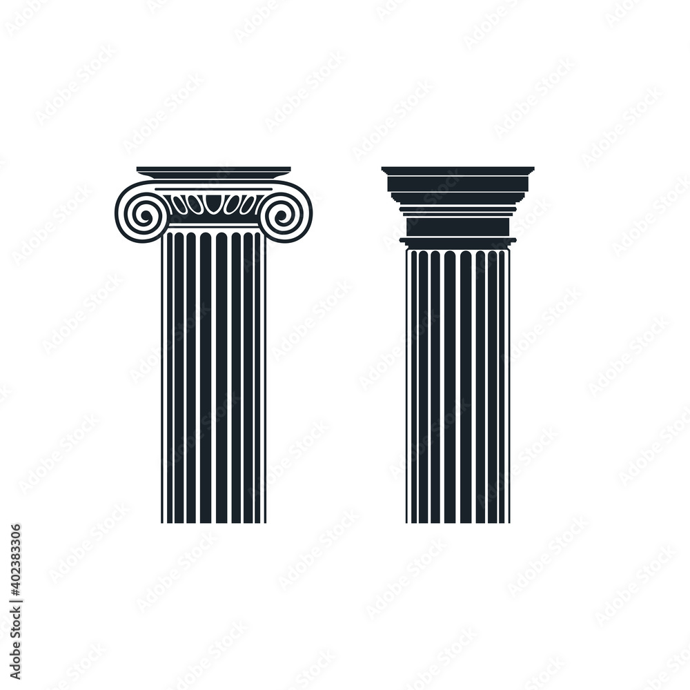 Historical columns built with ancient Roman architecture. Vector ...