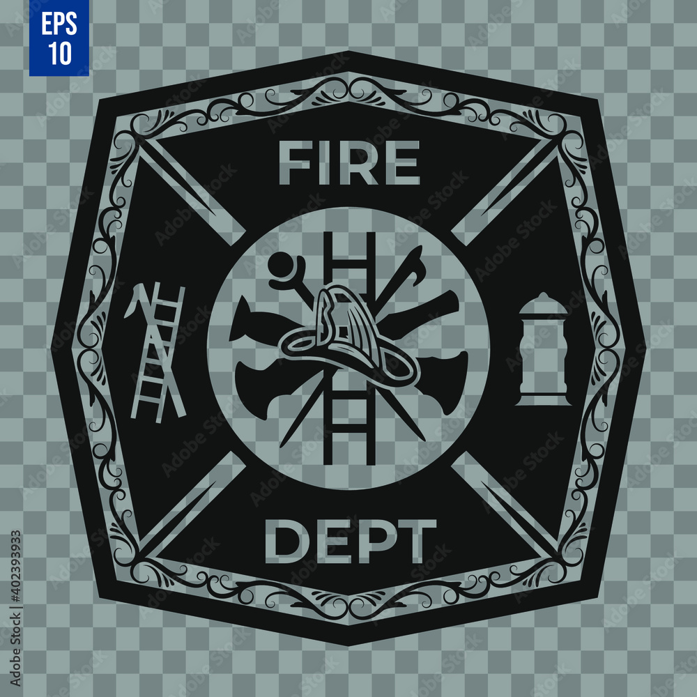 Fire department logo vector. Fire fighter badge. Eps 10 Stock Vector ...