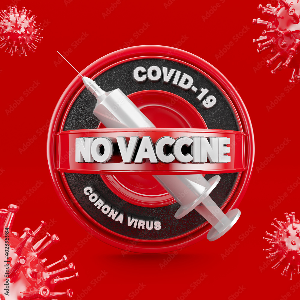 Logo 3D Corona Virus, No Vaccine covid-19. Covid logo with syringe and ...