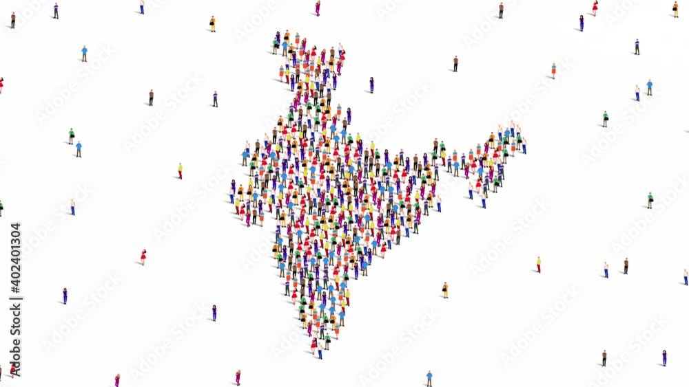 India Map. A large group of people form to create a shape of India Map ...