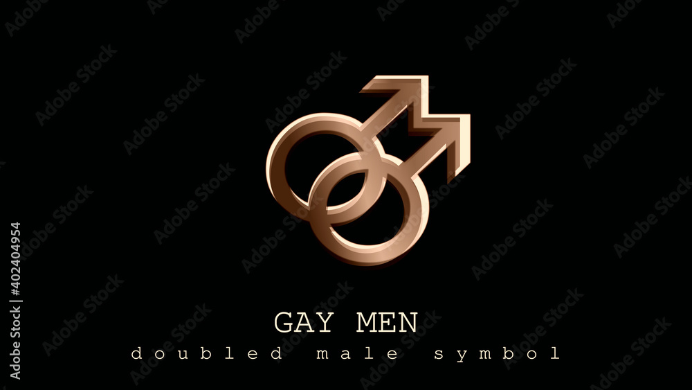 LGBT community. Digital graphic, logo, poster. The doubled male sign ...