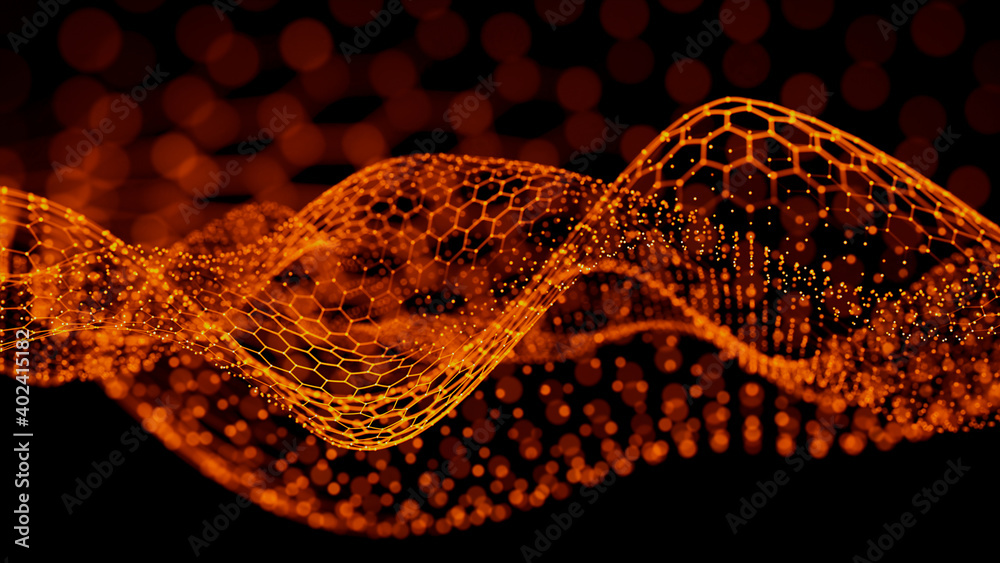 Abstract 3D Technology concept. Big Data and Artificial Intelligence ...