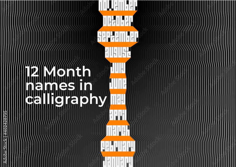 12 month names in calligraphy Stock Vector | Adobe Stock