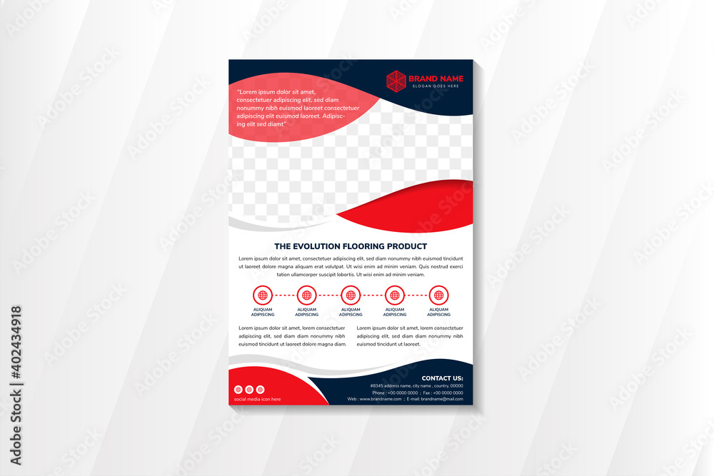 abstract flyer template design use red and dark blue colors of element ...