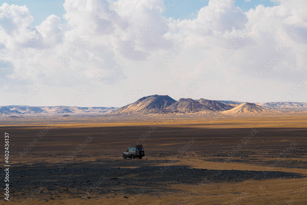 4x4 car driving in the black desert, Egypt - Adventure across ...
