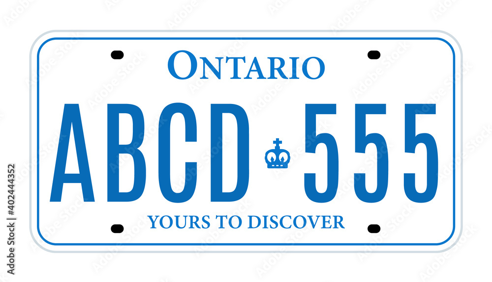 Ontario Canada Car License Plate Registration Vector Design Template