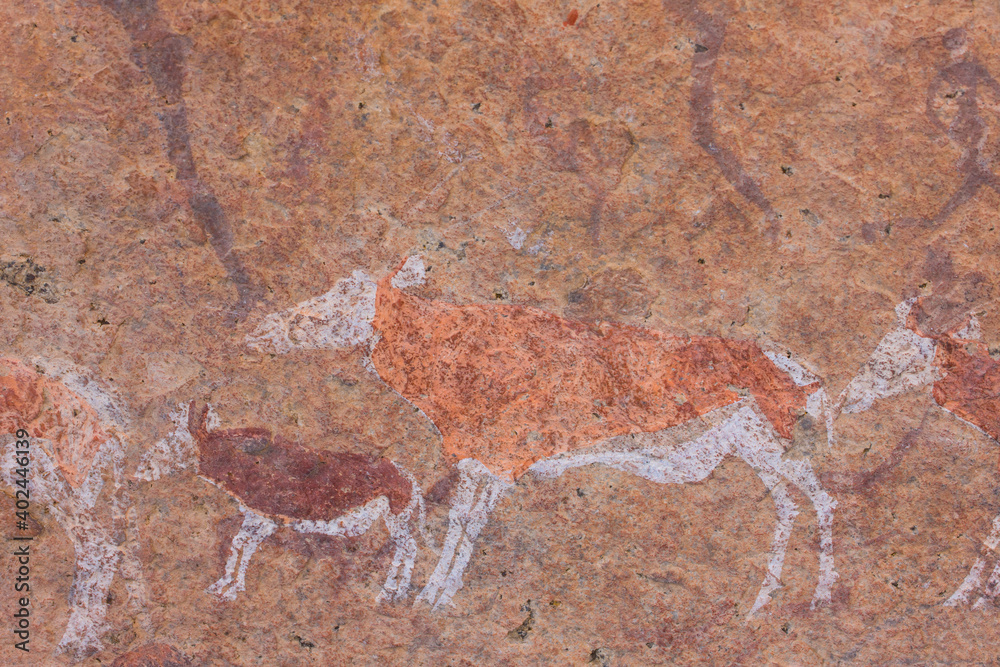 Pinturas rupestres en las Montañas Branberg, Desierto del Namib ...