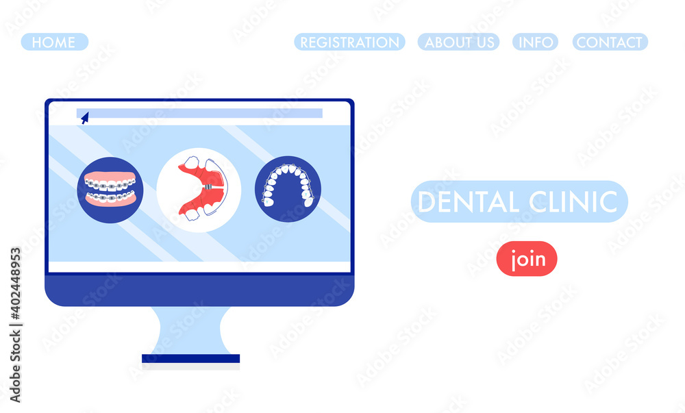 Dental service or clinic banner.Desktop computer and website template ...