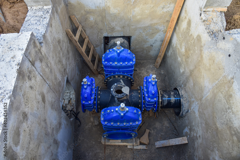 Resilient Seated Gate Valves connect pipeline of water supply in ...