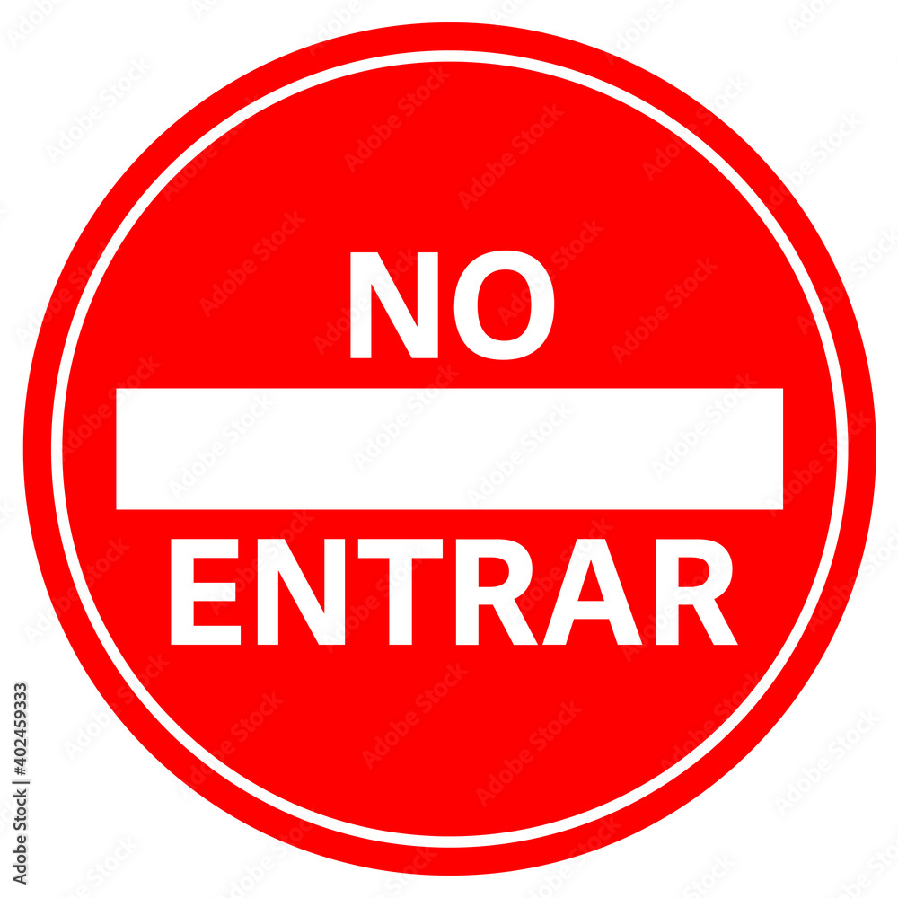 no entrar señal cartel español vector de Stock | Adobe Stock
