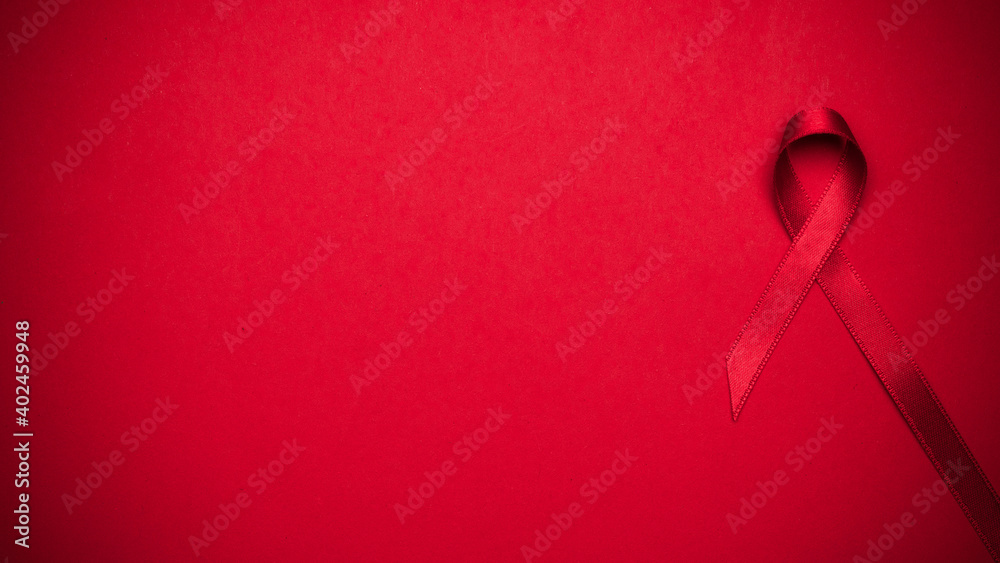Aid ribbon silk. Red ribbon symbol in hiv world day on dark red ...