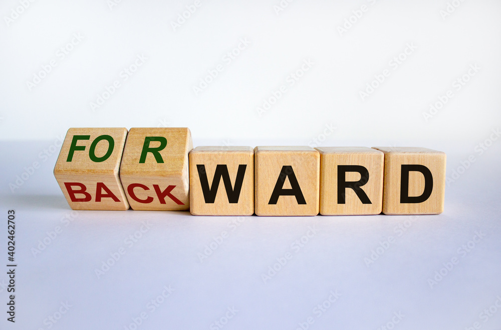 Forward or backward symbol. Turned cubes and changed the word 'backward ...