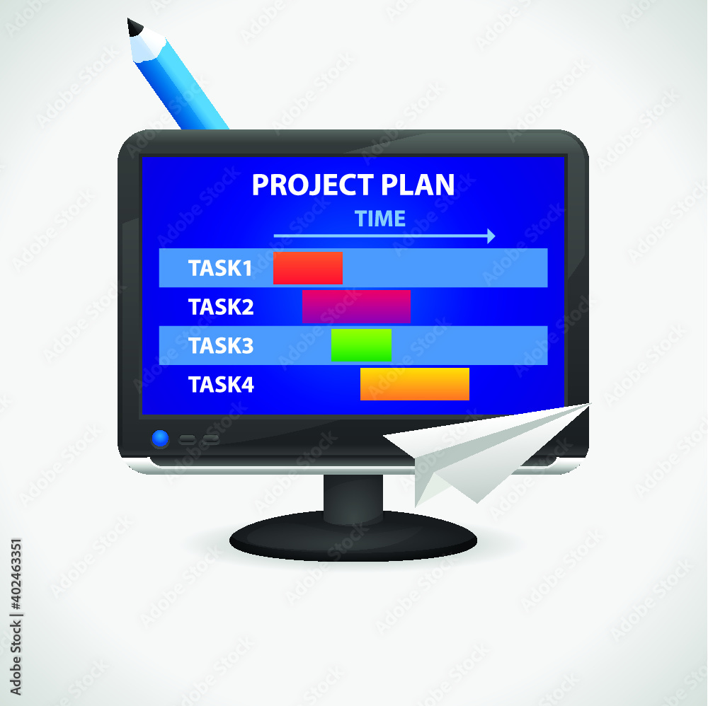 Computer monitor project management. Project planning concept. Stock ...