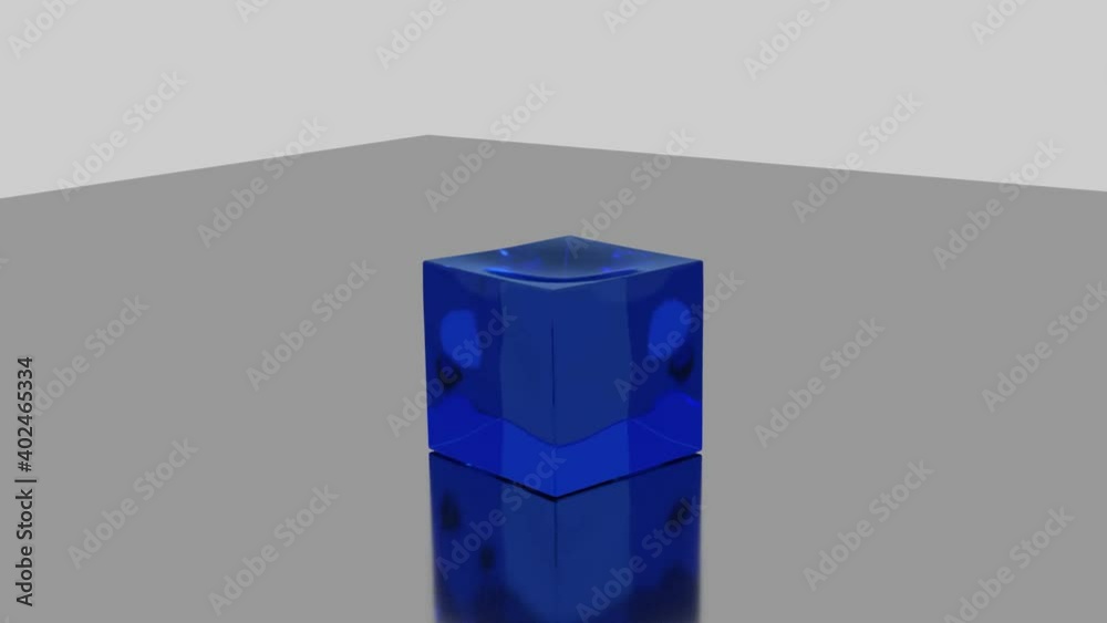 3D animation simulation of a jello cube falling vertically on a hard surface vídeo do Stock ...