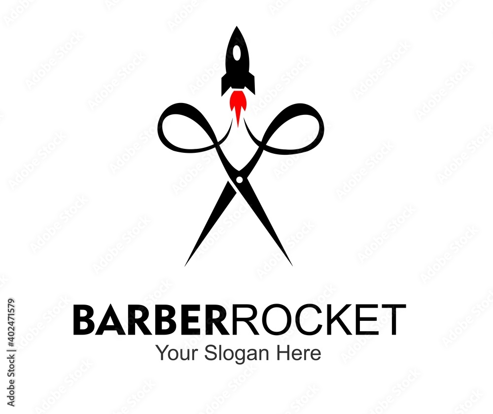 barber rocket logo design concept Stock Vector | Adobe Stock