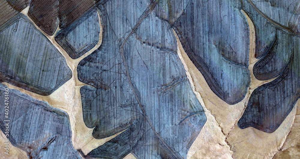 United States, abstract photography of relief drawings in fields in the ...