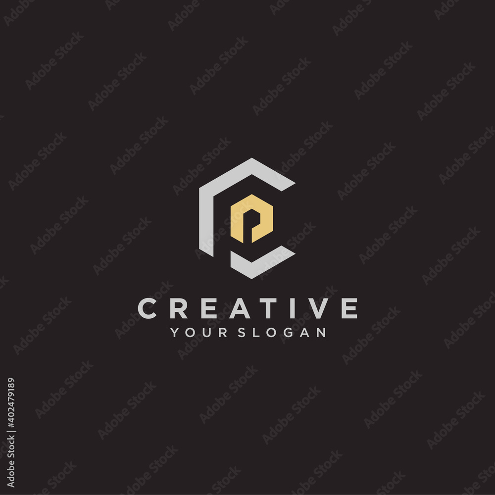initial letter p and c logo design with modern concept. icons for ...