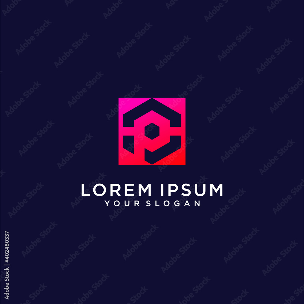Monogram Letter P And C Logo Design With Bright Colors And Interesting