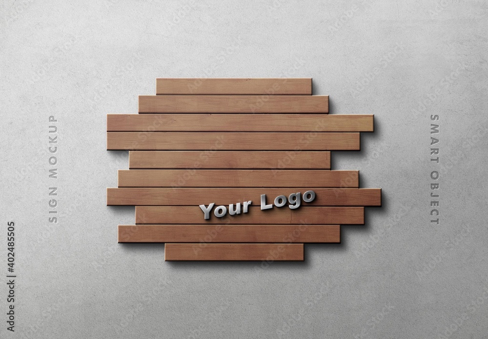 Metal on Wood Sign Logo Mockup Stock Template | Adobe Stock