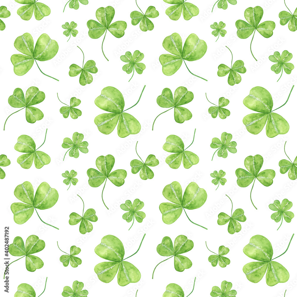 Shamrock leaves repeat pattern, a symbol of luck in Ireland and its ...