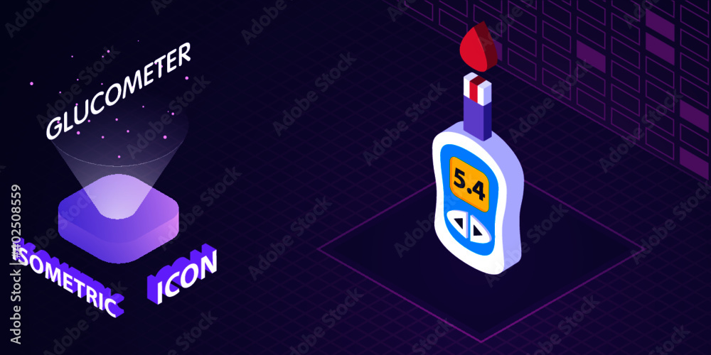 Glucometer of measurement sugar level isometric icon. Blood glucose ...
