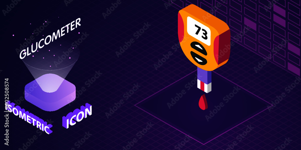 Glucometer of measurement sugar level isometric icon. Blood glucose ...