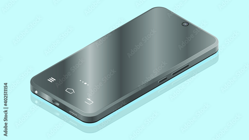 Smartphone vector view is isometric. Realistic smartphone mockup set ...