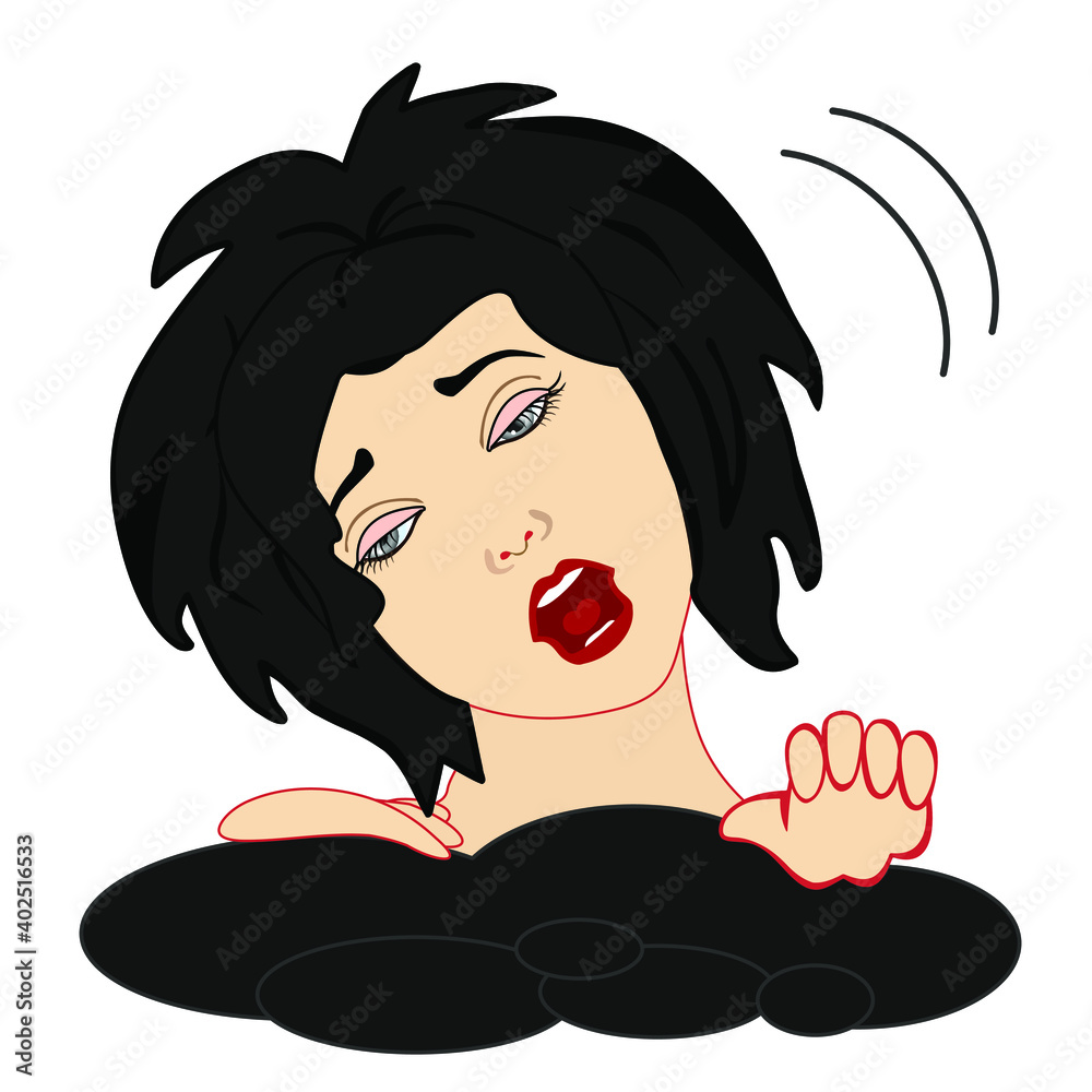 emoji woman falls from a cliff and tries to climb back, simplistic ...