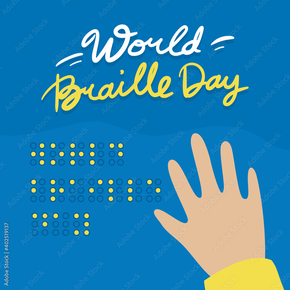 World braille day annual celebration 4 Januari poster vector ...