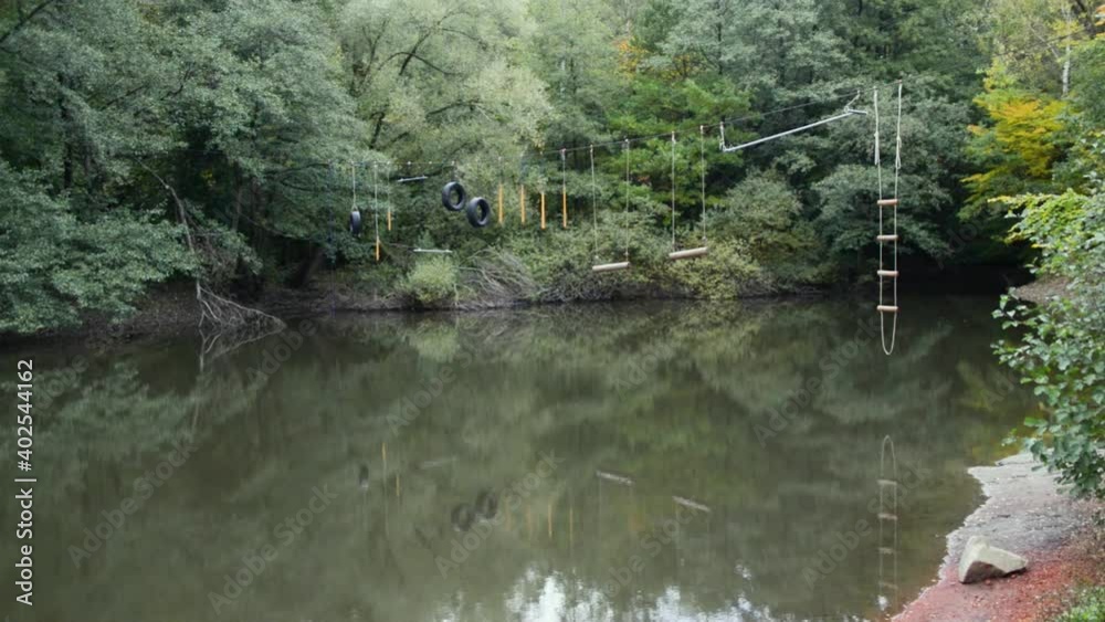 Vidéo Stock Navy army training practice center water obstacles on river ...