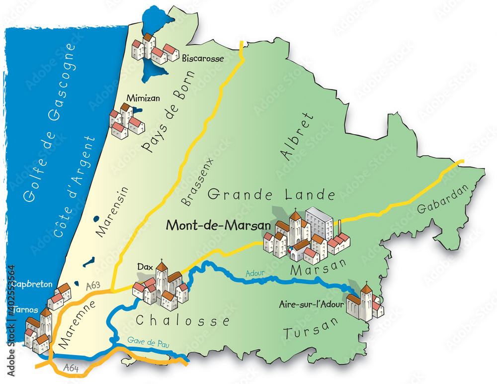 40 Carte du département des Landes Stock Vector | Adobe Stock
