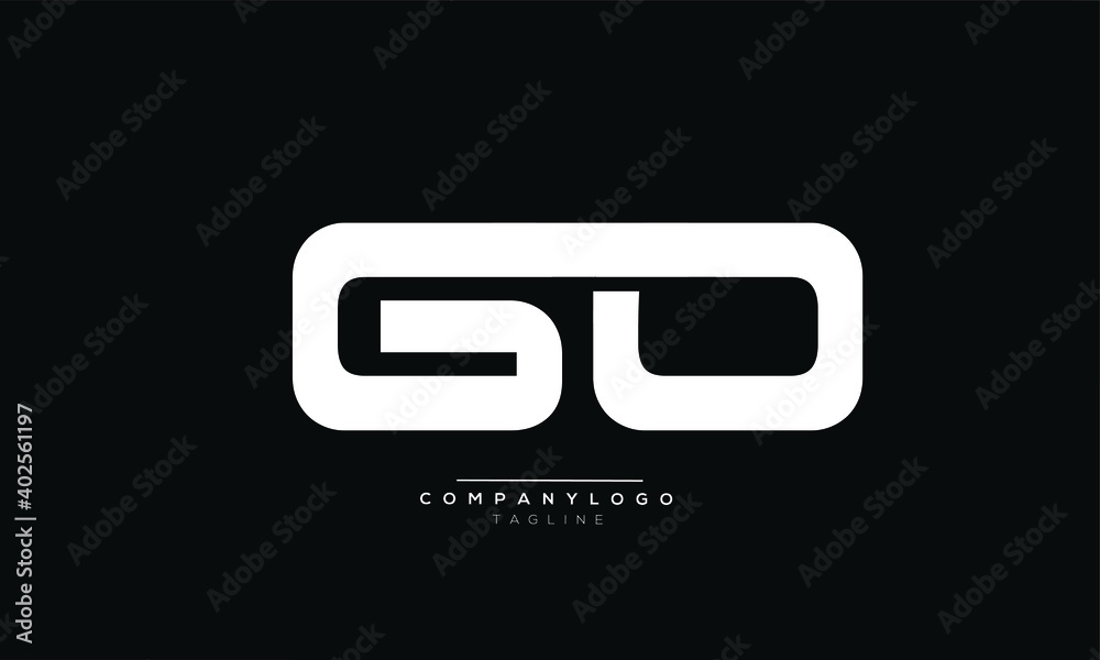 GO icon monogram letter text alphabet logo design Stock Vector | Adobe ...