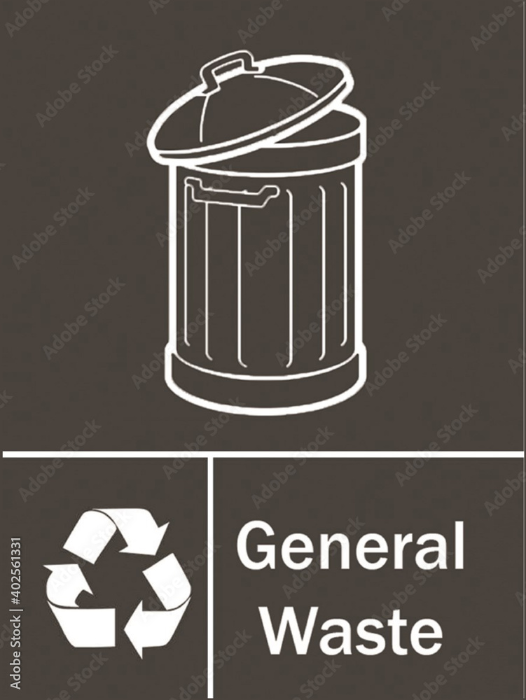 General waste bin recycle symbol white a grey Stock Photo | Adobe Stock